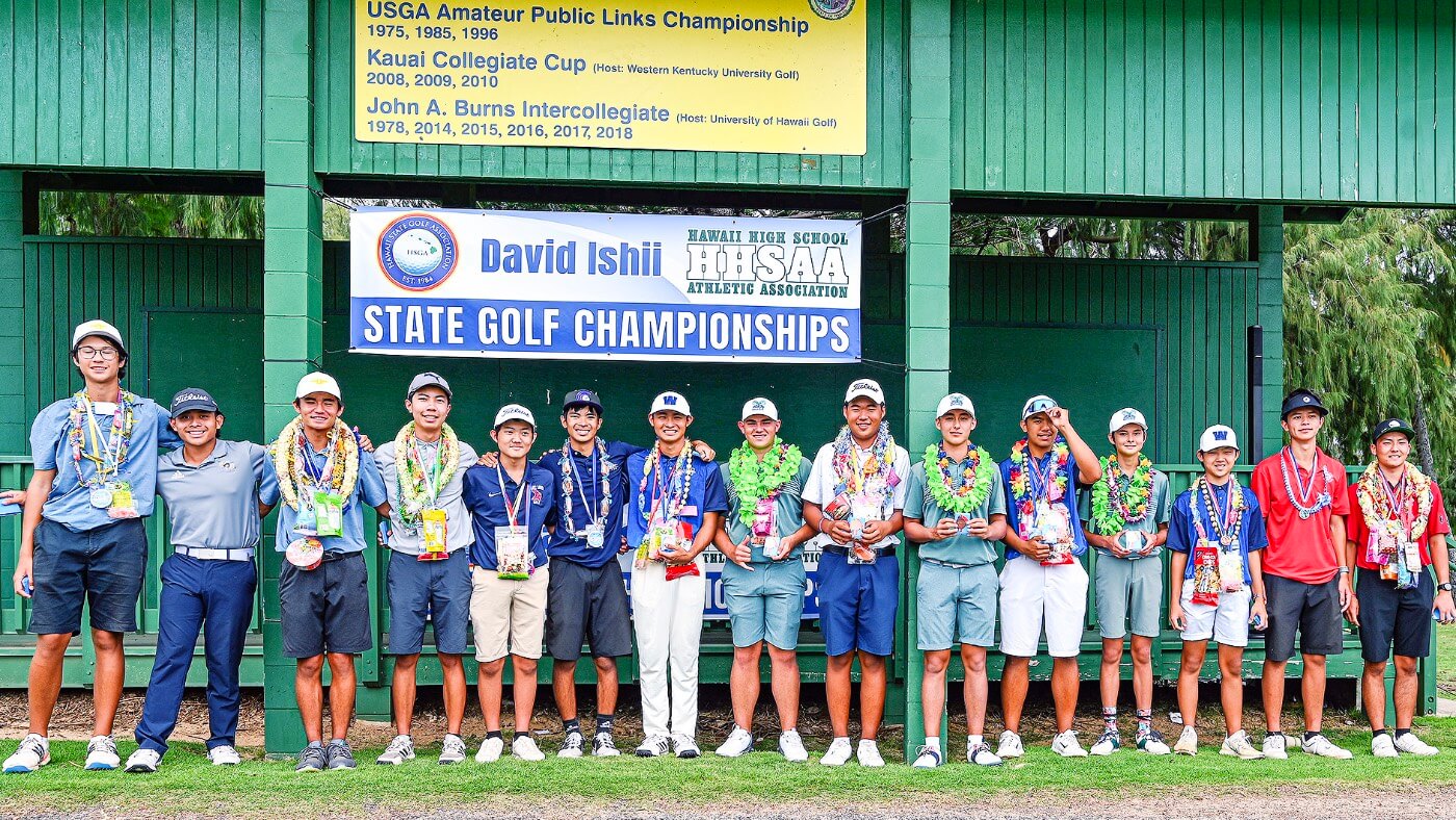 HHSAA Boys Golf - Waiakea takes the boys golf championship trophy ...